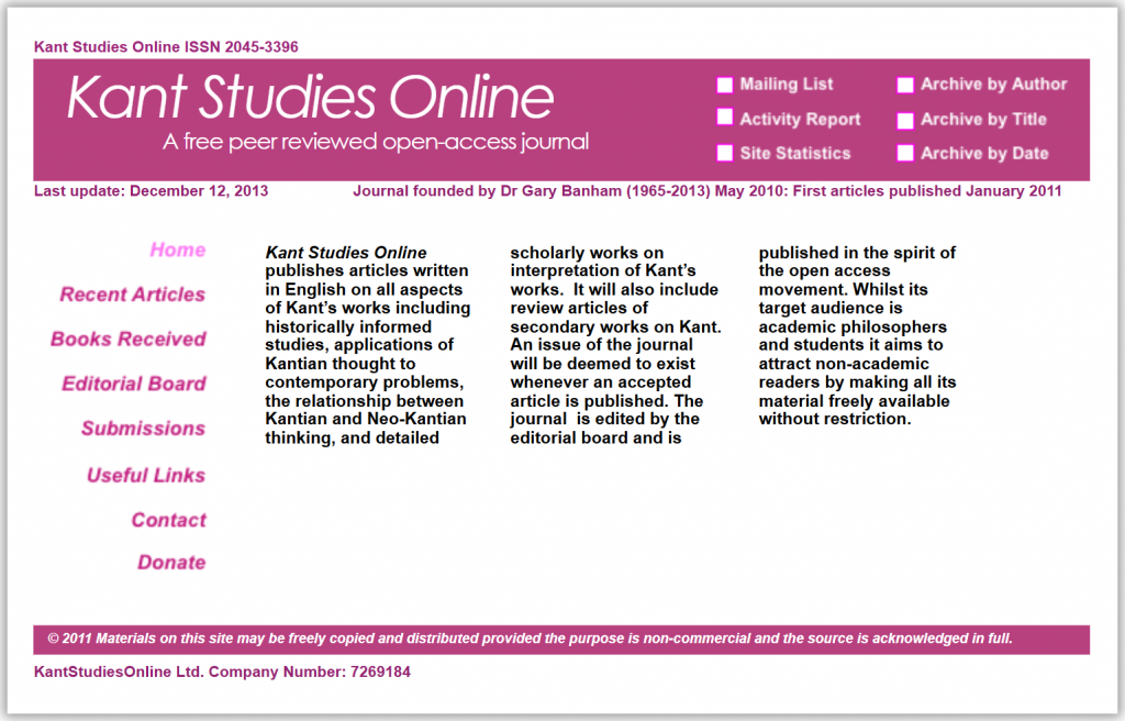 Kant Studies Online: No Longer Online - Daily Nous